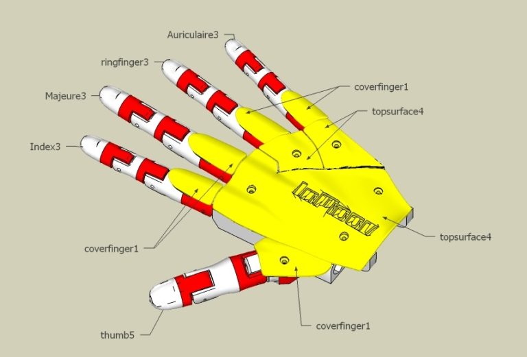 Hand and Forarm assembly 3D views - InMoov